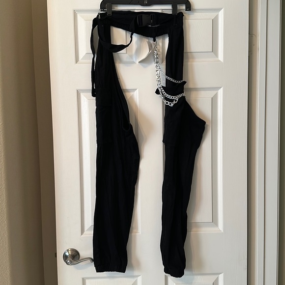 Pants & Jumpsuits | Black Backless Chaps With Silver Chain | Poshmark